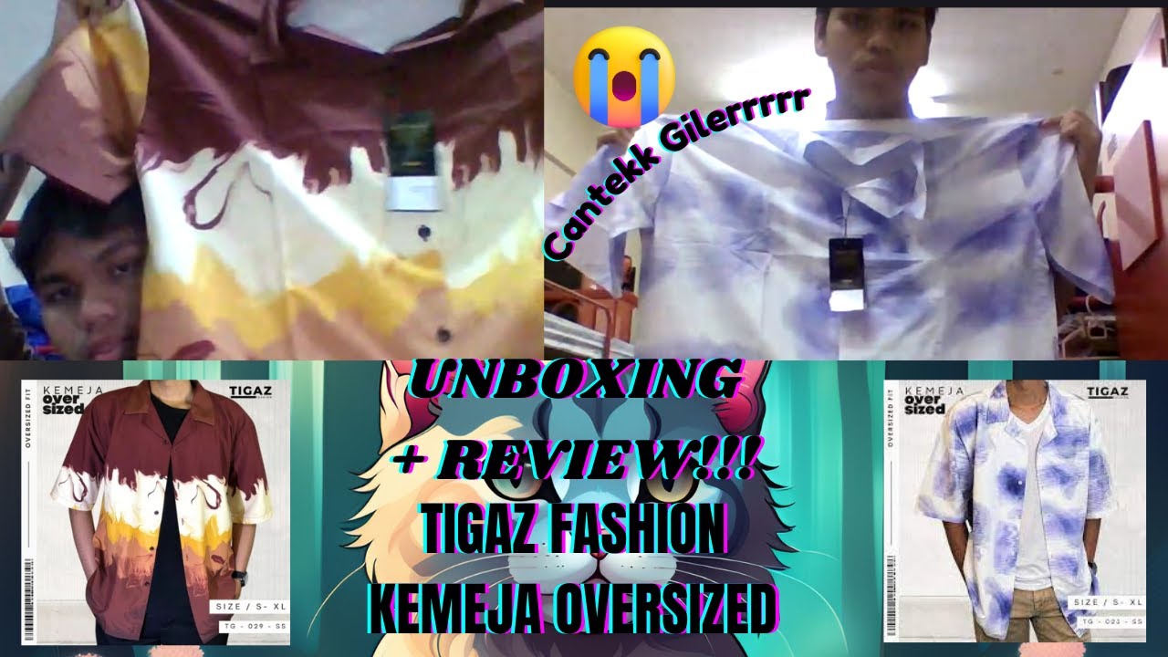 UNBOXING + REVIEW!!! | TIGAZ FASHION KEMEJA OVERSIZE SHORT SLEEVE - YouTube