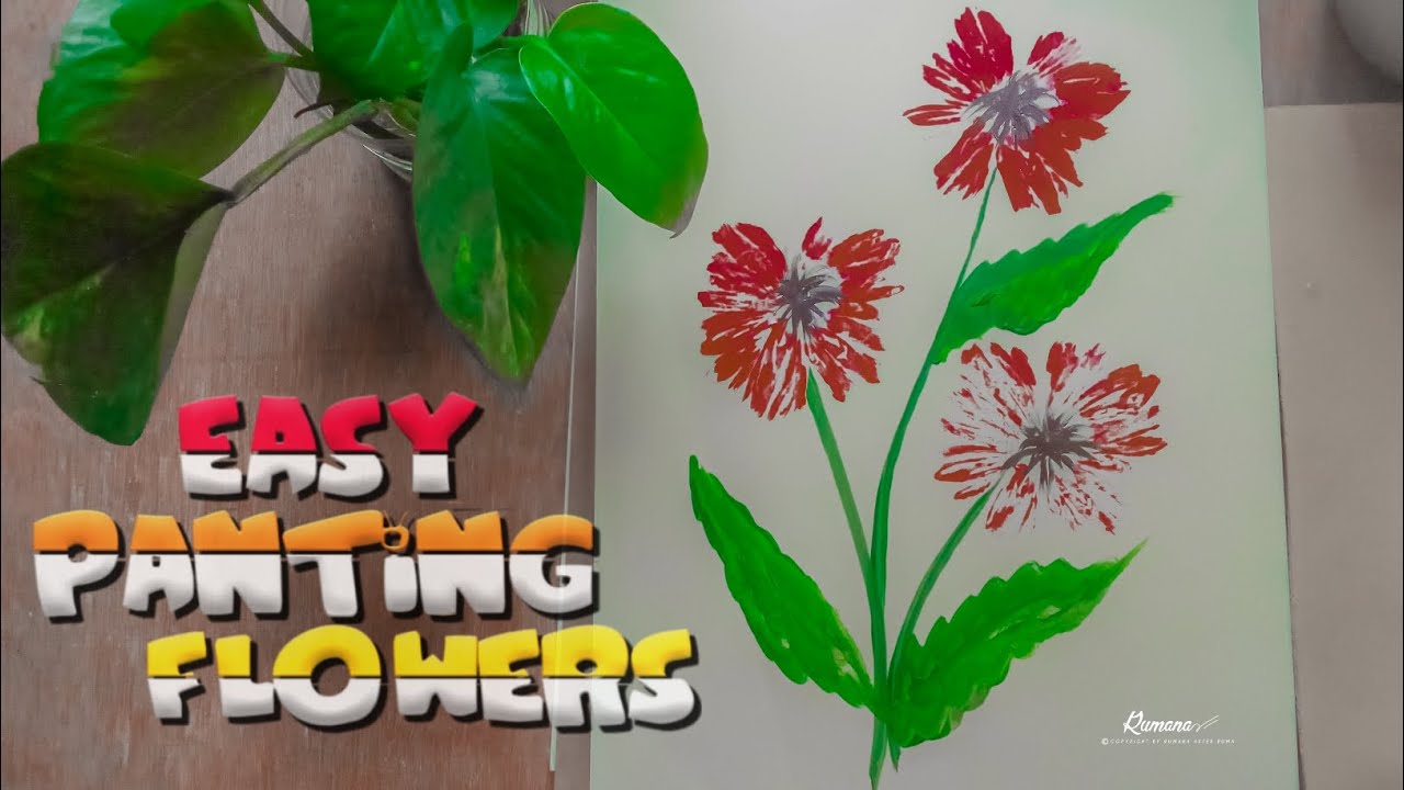 How To Easy Flowers Panting Tutorial | Acrylic Painting Tutorial ...