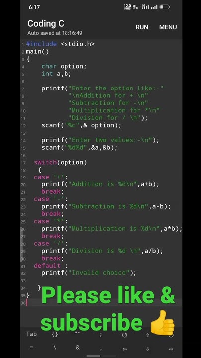 Simple Calculator C Program C Language Shorts Cprogramming Coding Youtube