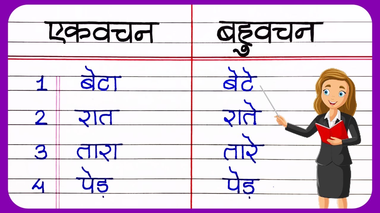 वचन बदलो - एकवचन बहुवचन 50 || Vachan Badlo - Ek Vachan Aur Bahuvachan ...
