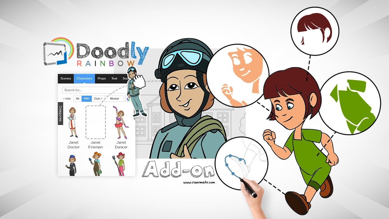 Doodly Rainbow Add-on: Add color to all of the Doodly characters, props ...