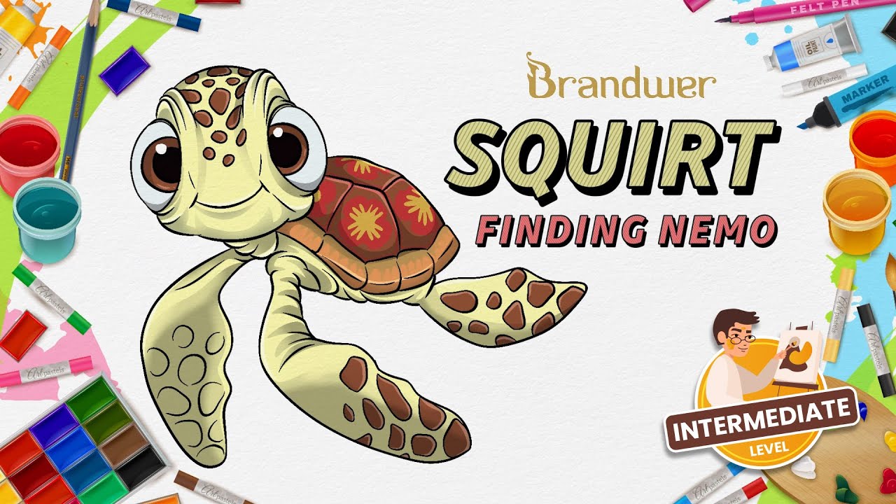 How to Draw Squirt from Finding Nemo | Easy Step-by-Step Tutorial - YouTube