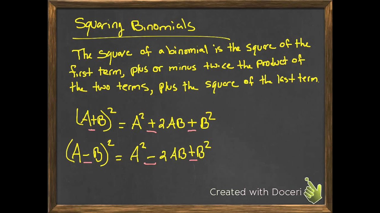 Multiplying Binomials Special Products Objective 2 - YouTube