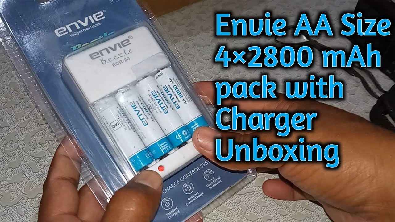 Envie AA size rechargeble 2800mAh×4 battery Pack With Charger Unboxing ...