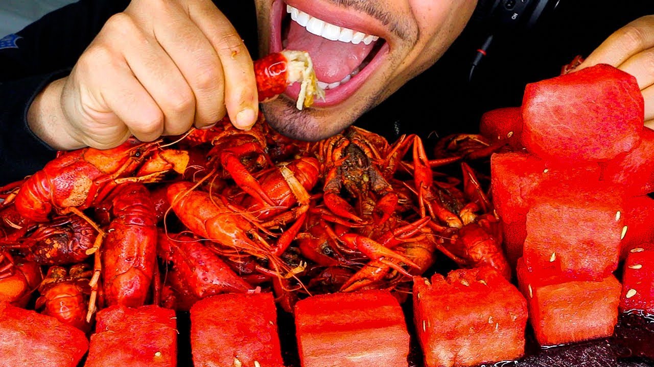 ASMR CRAWFISH BOIL & JUICY WATERMELON MUKBANG | EXTREME SOUNDS EATING ...