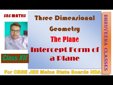 The Plane Intercept Form of a Plane Three Dimensional Geometry Class ...