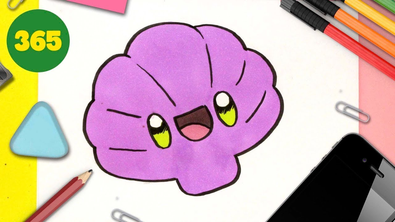 HOW TO DRAW A CUTE CLAM STEP BY STEP - YouTube