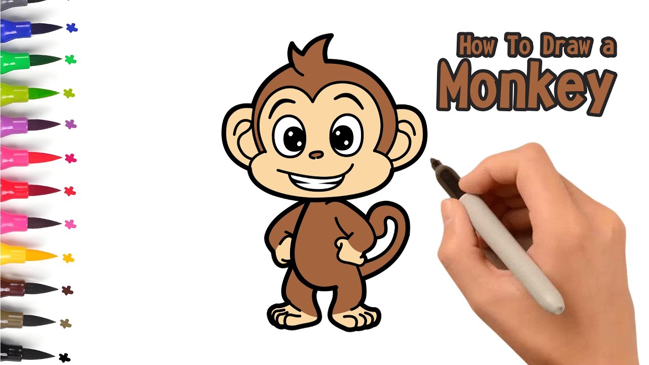 How to Draw a Monkey Step by Step 🐒 | Best Monkey Drawing for Kids Easy ...