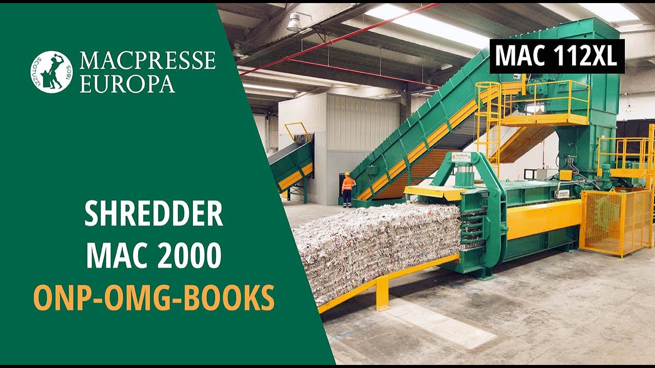 Recycling shredder baler MAC 112 XL baling waste paper & MAC 2000 - YouTube