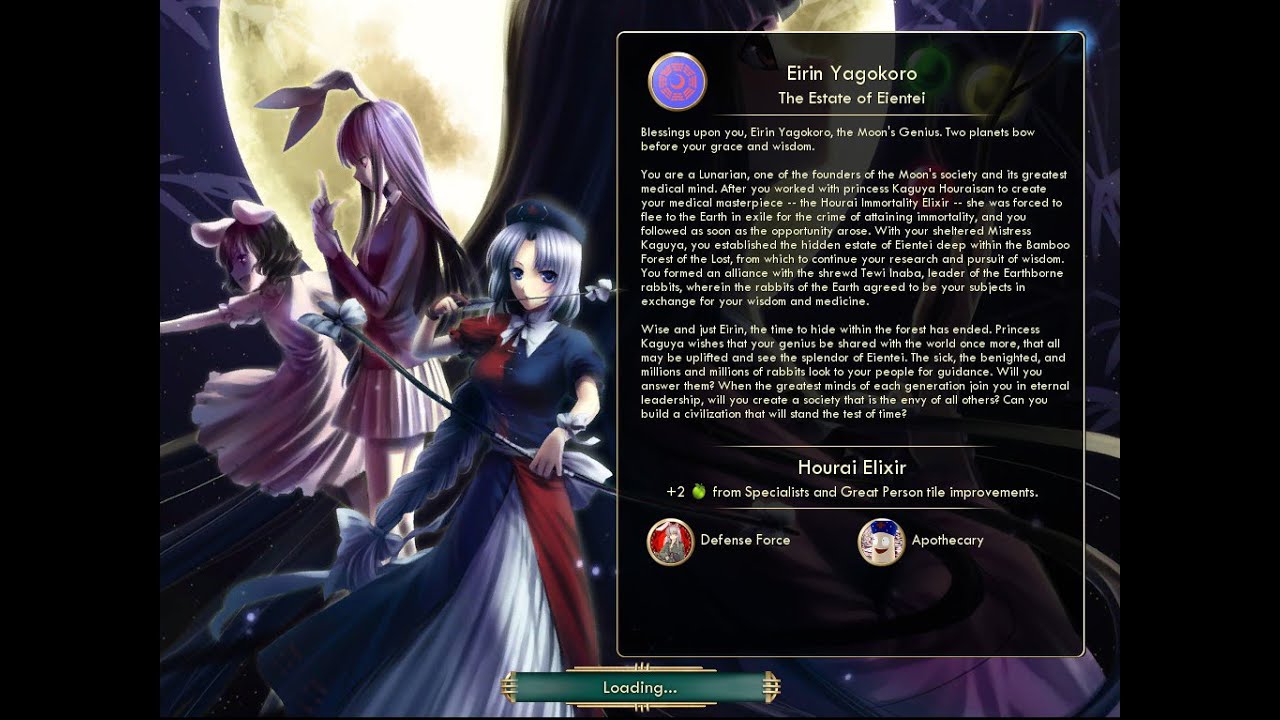 TH08 - Civ 5 Touhou Mod - Eirin Longplay Multiplayer Stream - YouTube