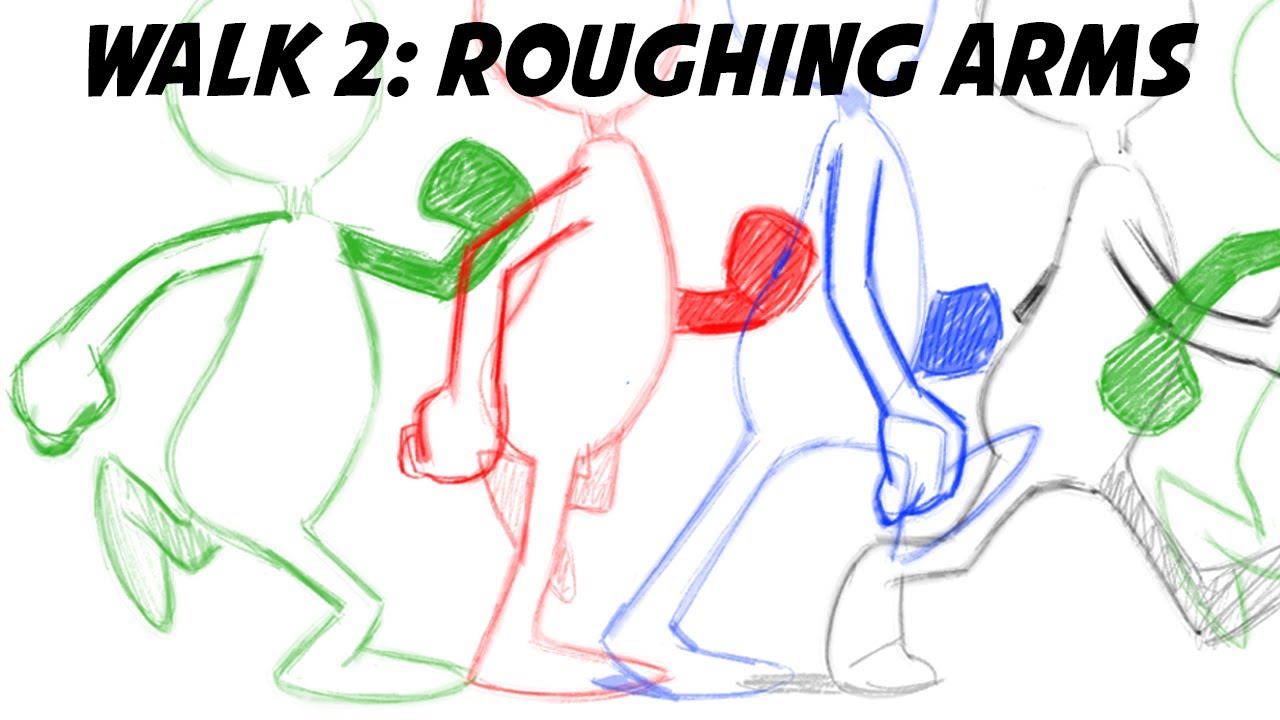 Complete walk animation by adding swinging arms (Krita) - YouTube