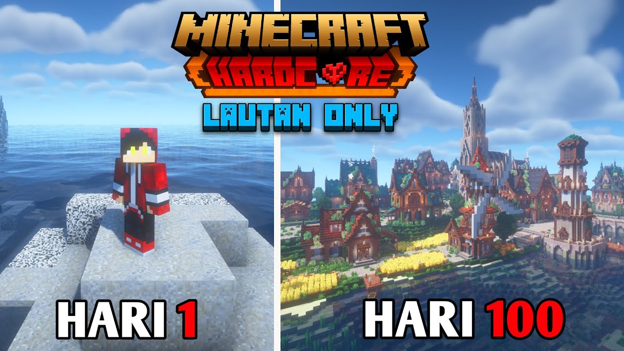 100 Hari Di Minecraft Hardcore Tapi Lautan - YouTube