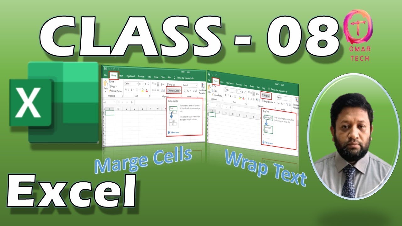 08. Wrap text -Marge Cells in MS Excel||Microsoft excel Bangla tutorial ...