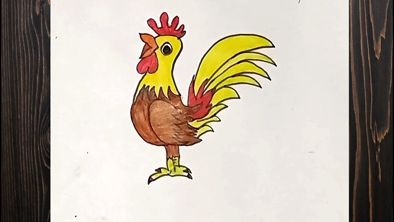 Roster drawing step by step || Easy roster drawing || Tutorial for ...