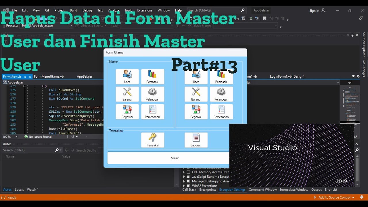 Hapus Data di Form Master User dan Finisih Master User Part#13 - YouTube