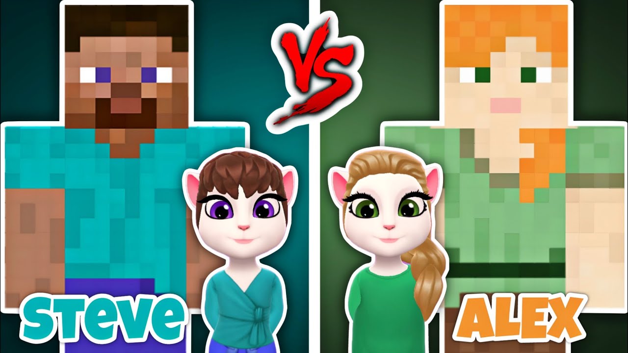 My Talking Angela 2 ️‍🔥|| Angela Vs Steve Minecraft 🟪🟦 Vs Alex ...