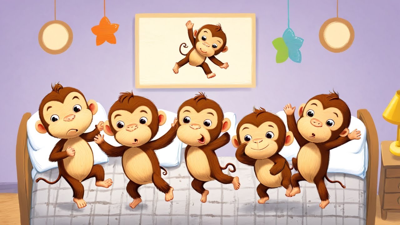 Five Little Monkeys Jumping On The Bed | Children Nursery Rhyme ...