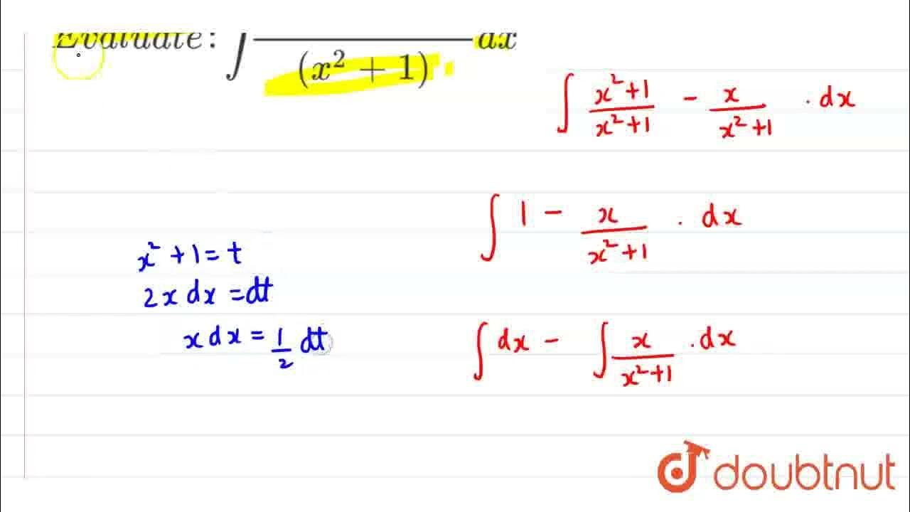 Evaluate : int((x^(2)-x+1))/((x^(2)+1))dx | CLASS 12 | INDEFINITE INTEGRALS | MATHS | Doubtnut ...