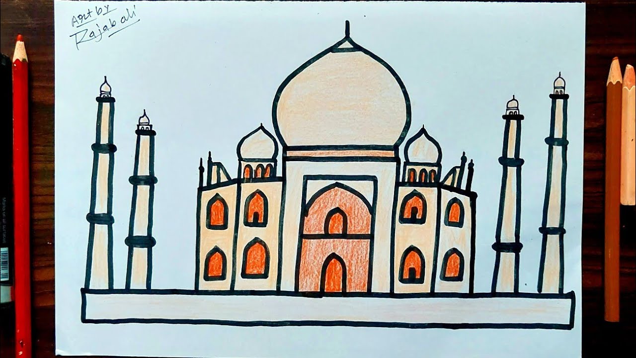 How to Draw Taj Mahal for kids||Taj Mahal - YouTube