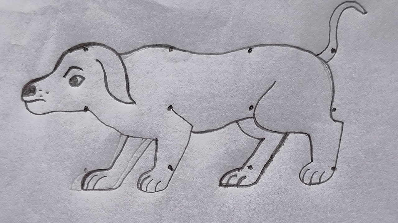How to draw a Dog with 3×4 dots||easy dog drawing step by step||dog ...
