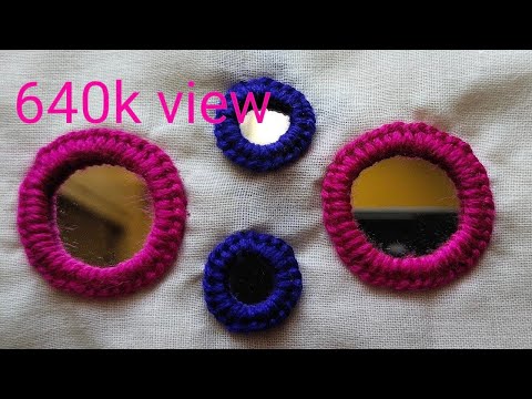 Part -1.Easy to learn mirrorwork design. Circle mirror work tutorial. Hand embroidery mirrorwork.