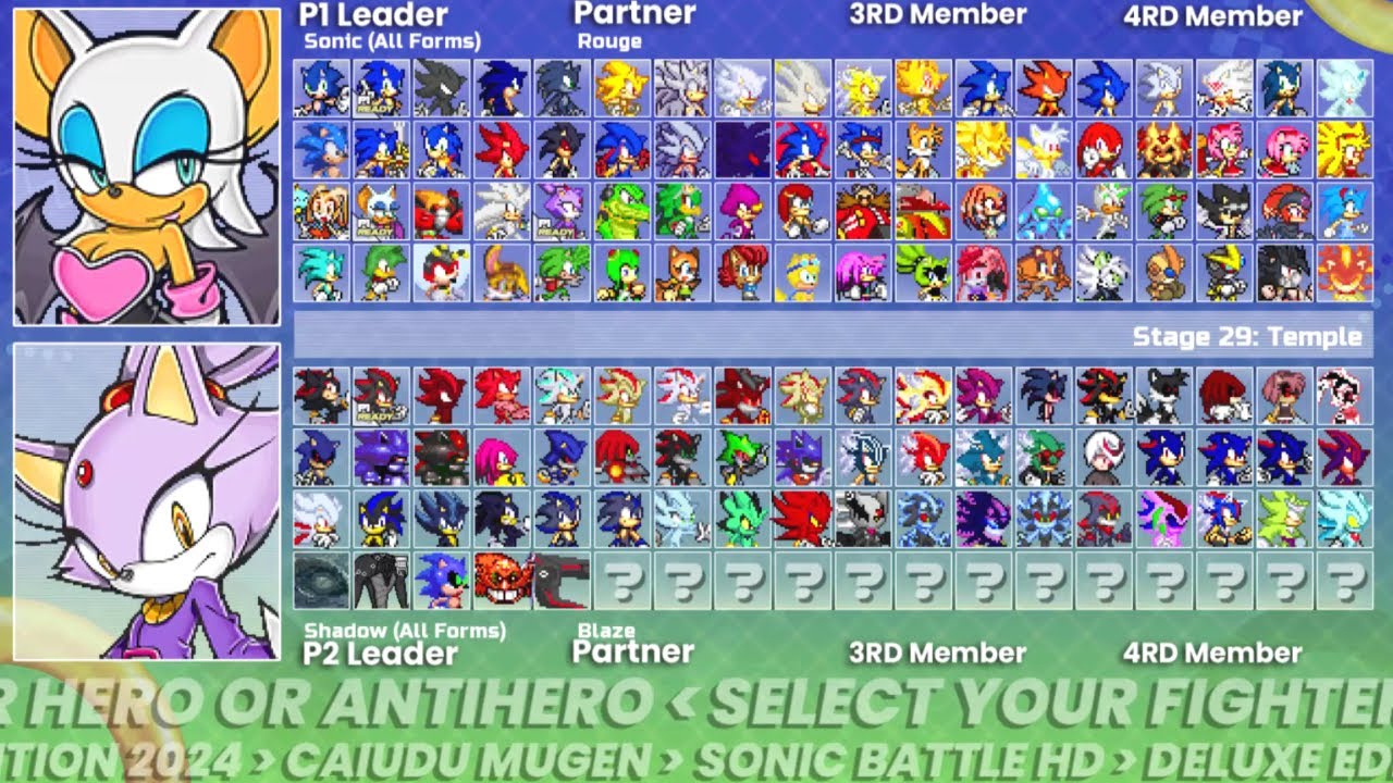 Sonic all forms & Rouge VS Shadow all forms I Mugen Battle HD Deluxe ...