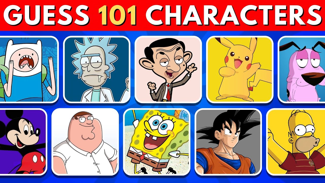 Guess 101 CARTOON CHARACTERS in 3 Seconds - YouTube