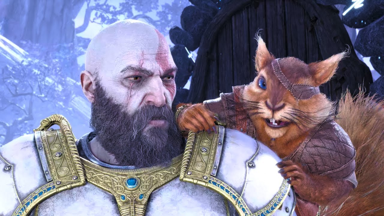 Kratos meets Talking Squirrel Ratatoskr | God of War Ragnarök - YouTube