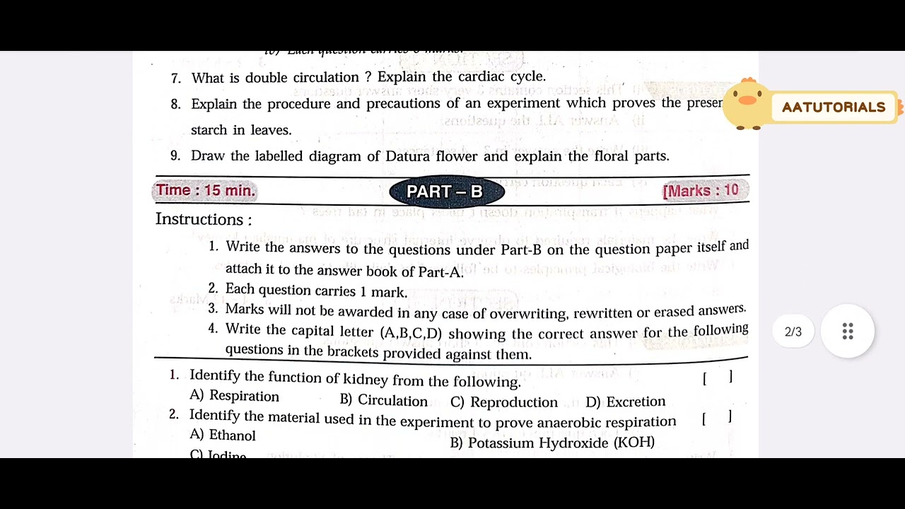 10th Class Pre-Final Biology Model Question Paper || Biology Question ...