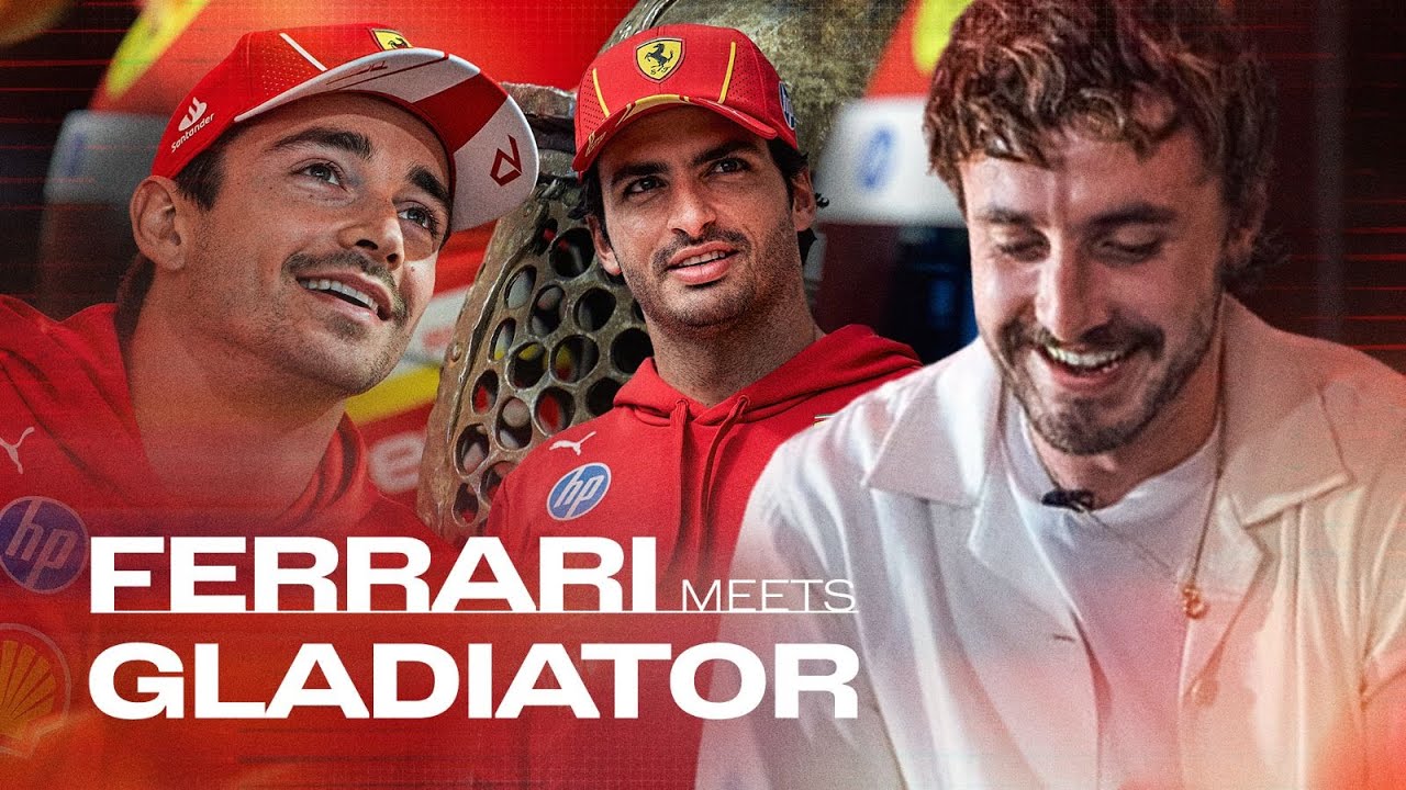 Ferrari Meets Gladiator | Sainz and Leclerc Challenges with Paul Mescal ⚔️ - YouTube