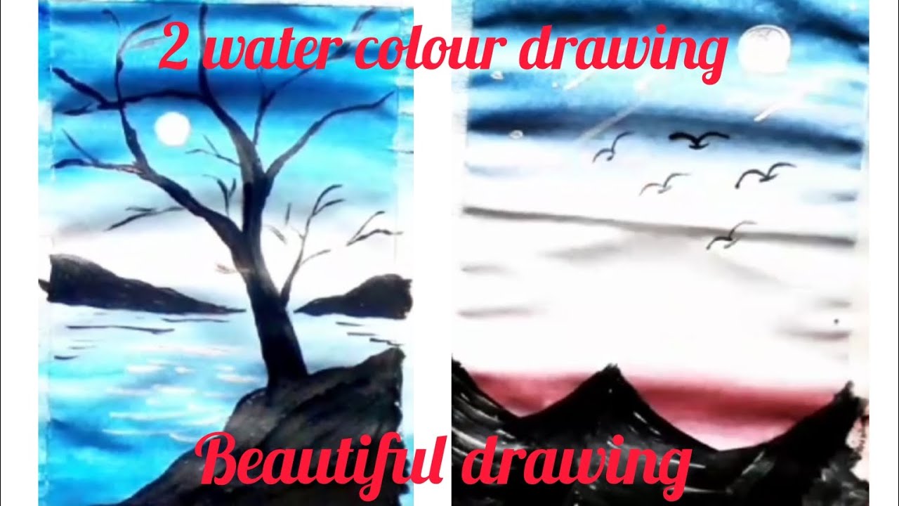 2 water colour drawing 💯🎨🖌️🎨💯 beautiful drawing #drawing #painting # ...