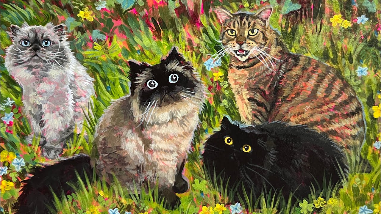 how to paint a cat with acrylics - 7 step tutorial! - YouTube