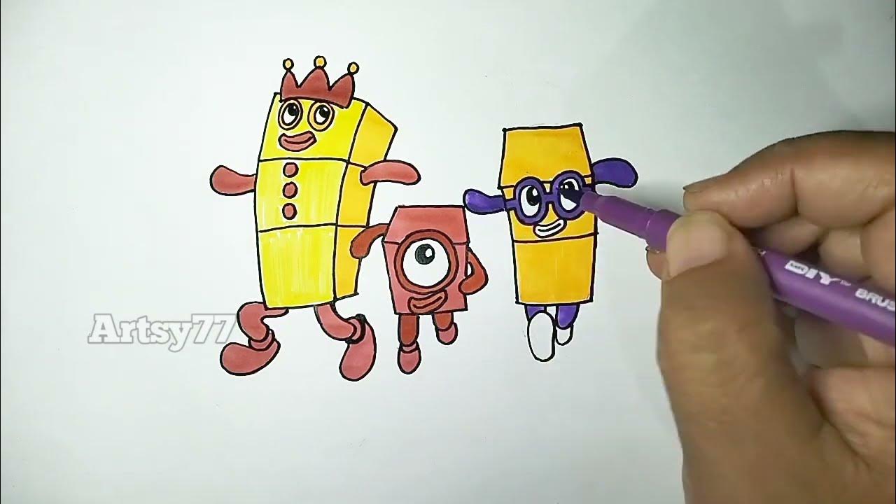 How to draw Numberblock || easy drawing and coloring for kids🌈🌈 - YouTube
