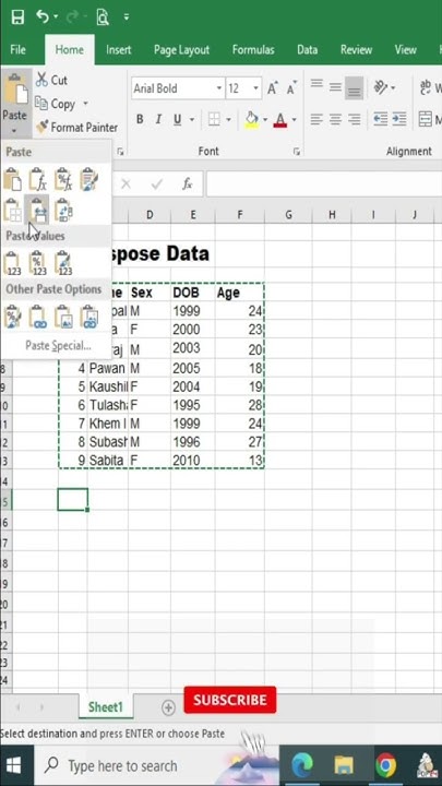 Data transfer trip in excel || Excel Tutorial - YouTube