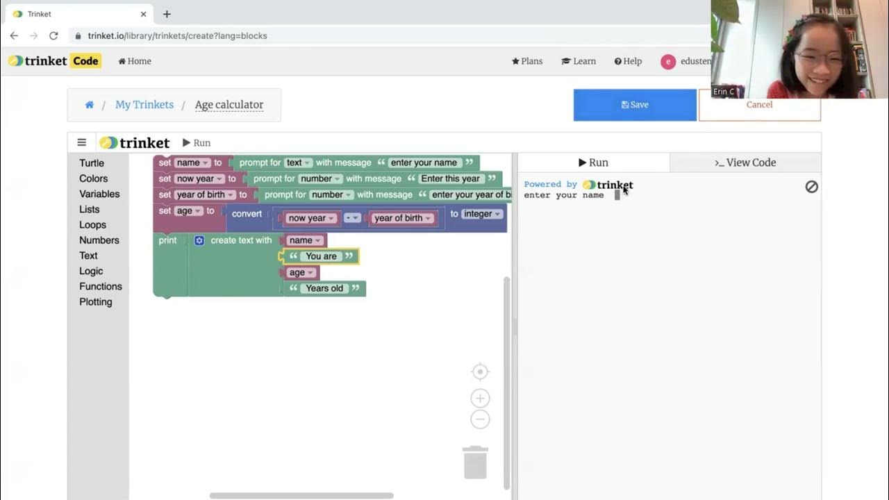 eduSTEMlab: Erin's Age Calculator in Python - YouTube