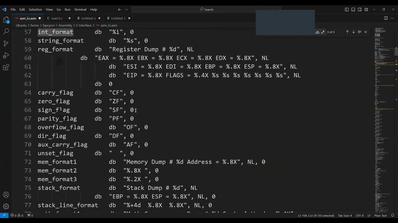 CMSC 131 Lecture: Interfacing with C, LEA and asm_io.asm - YouTube