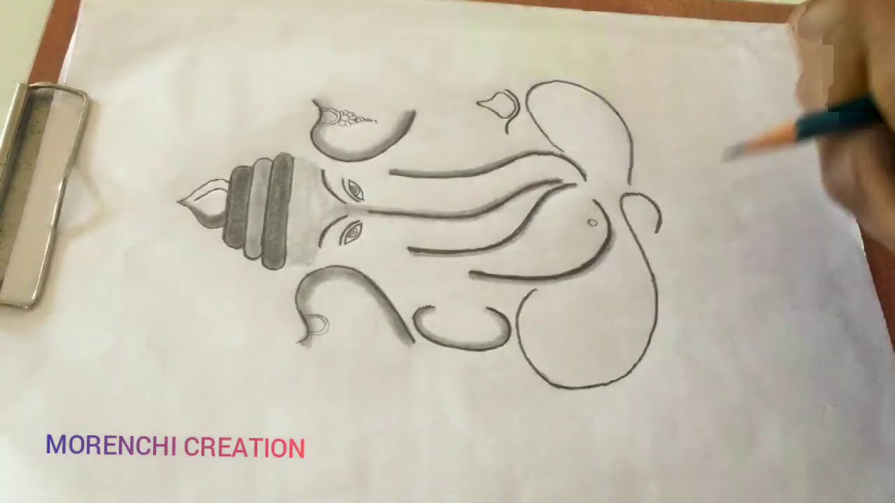 How to draw simple Ganapati step by step|| Ganapati Bappa Morya ...