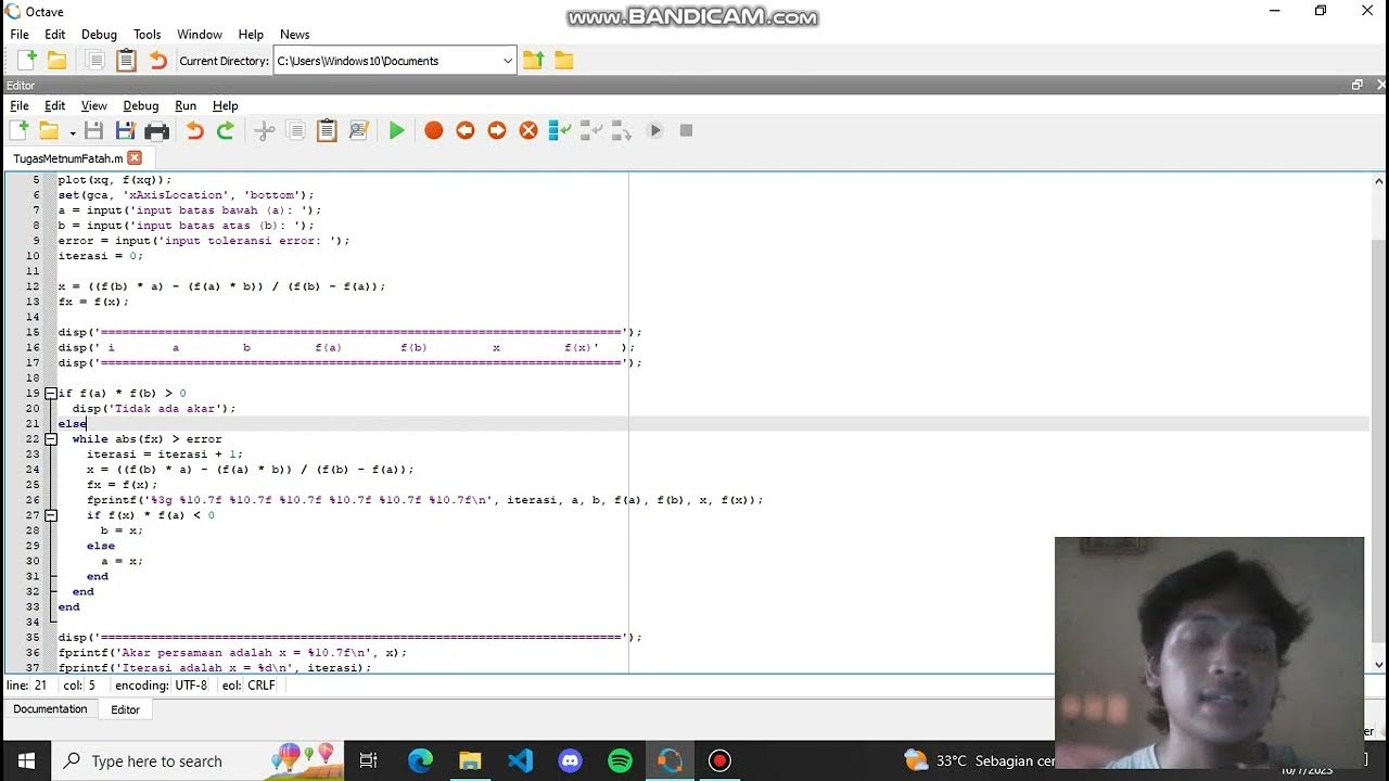 Metode Numerik - Metode Regula Falsi Menggunakan Octave - YouTube