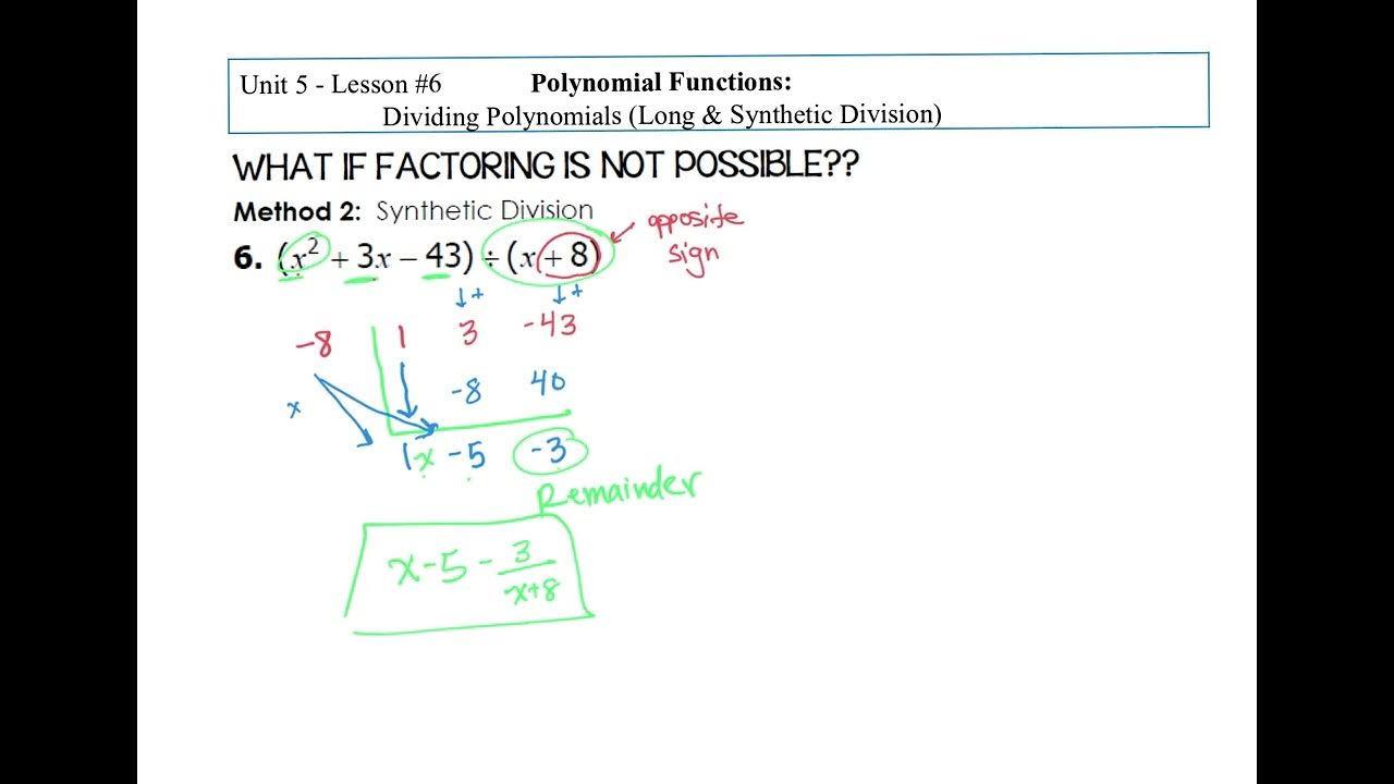 5.6 Dividing Polynomials (Long & Synthetic Division) - YouTube