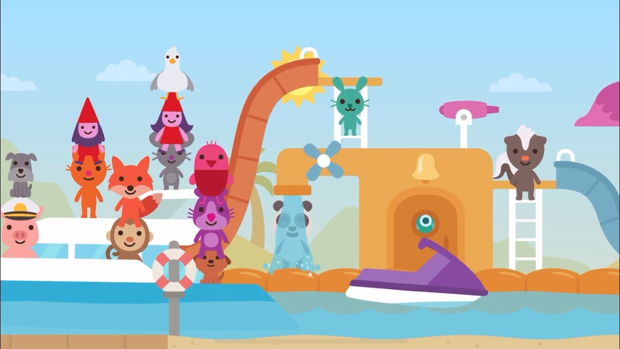 Sago mini vacation, kids learning game, build sand castles, water ...