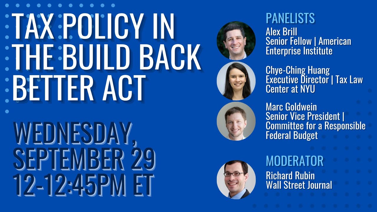 Tax Policy in the Build Back Better Act - YouTube