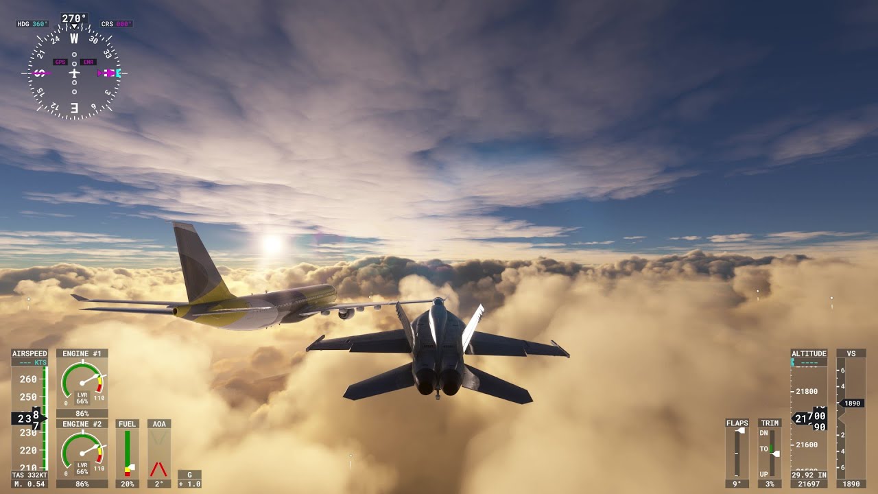 Microsoft Flight Simulator F-18 Intercepts Commercial Plane - YouTube