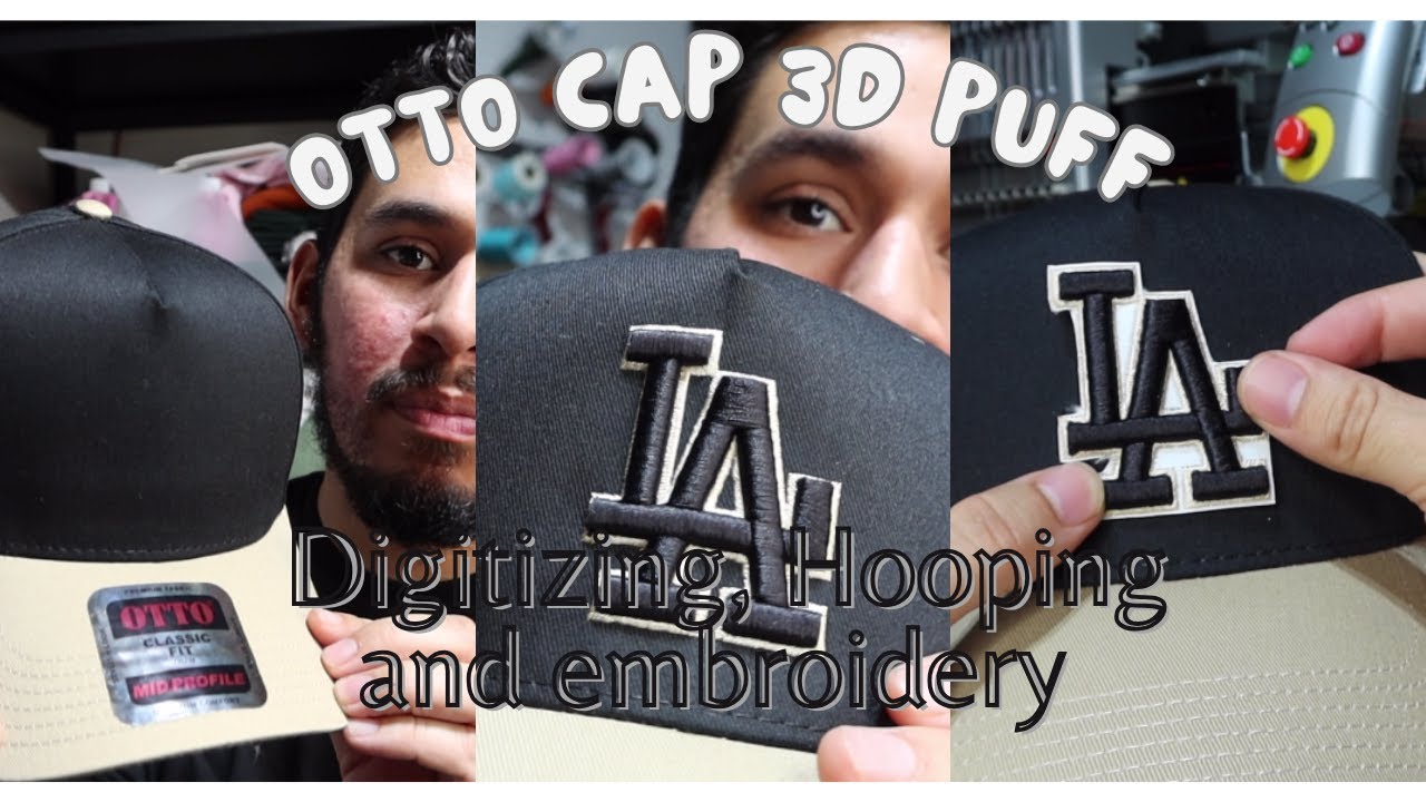 First time embroidering an Otto Cap | 3D puff LA design on 5 panel hat ...