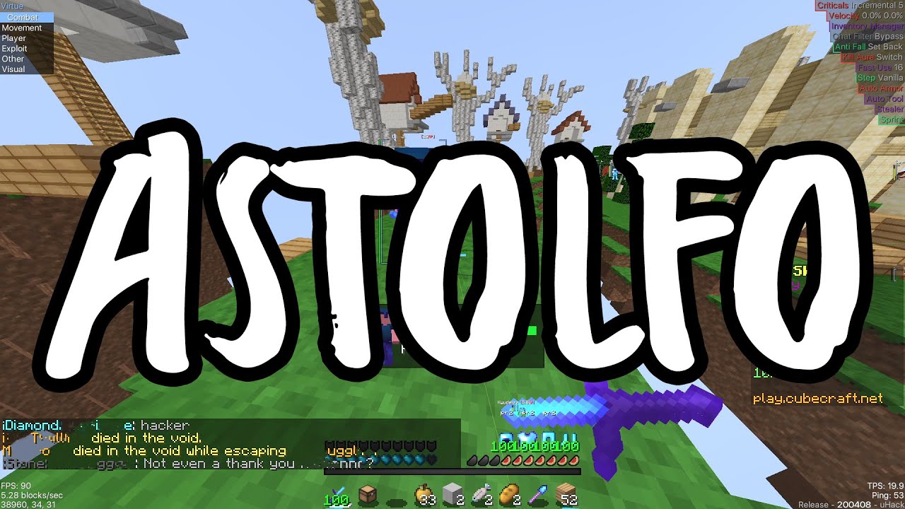 Astolfo - Hacking on CubeCraft Skywars #1 - [Private Hacked Client ...