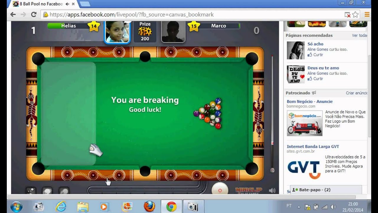 Como Jogar 8 Ball Pool No Facebook - YouTube