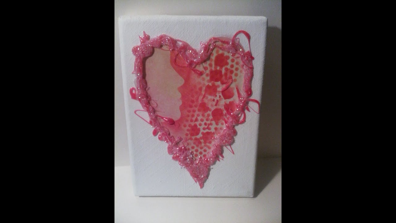 Tutorial for my version of the Hot Glue Gun canvas - Heart - YouTube