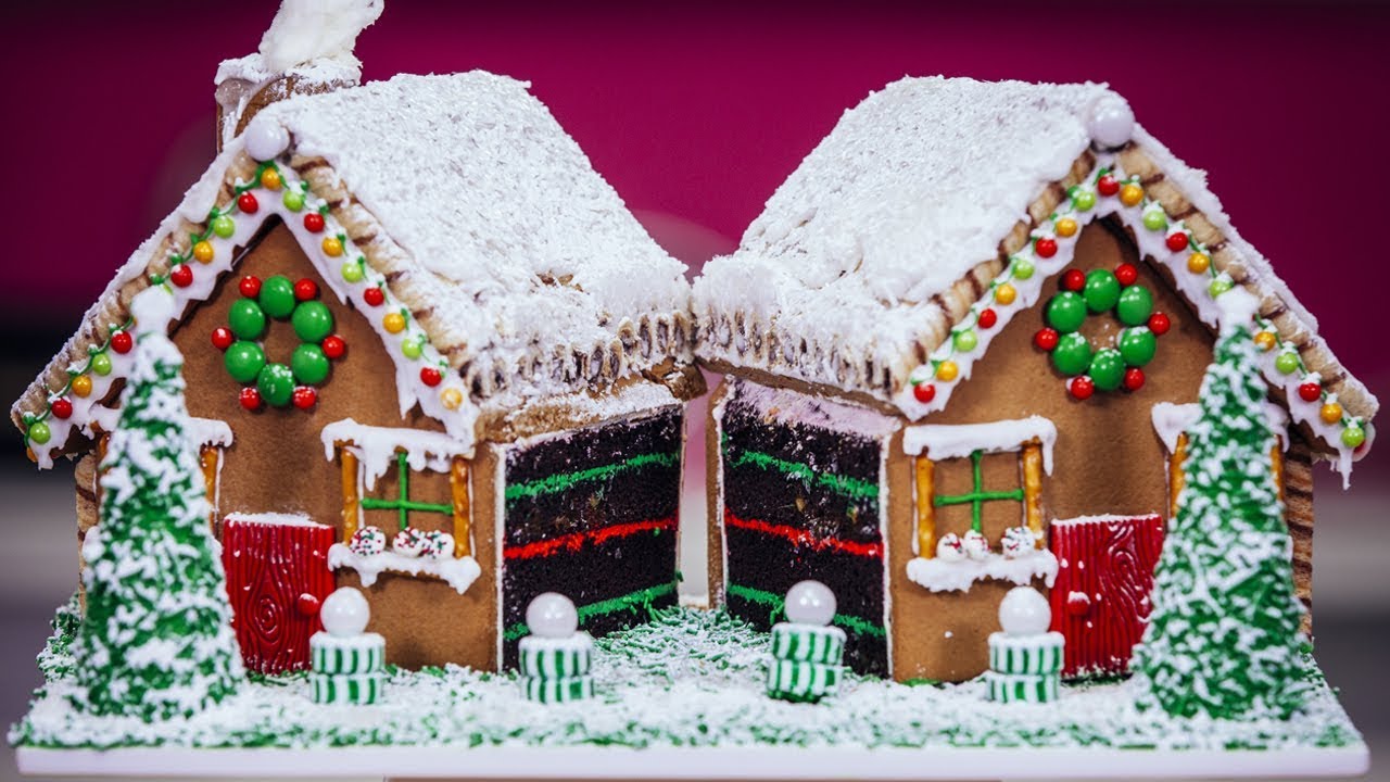 Gingerbread House filled with CAKE | Ultimate Holiday Baking Ideas ...