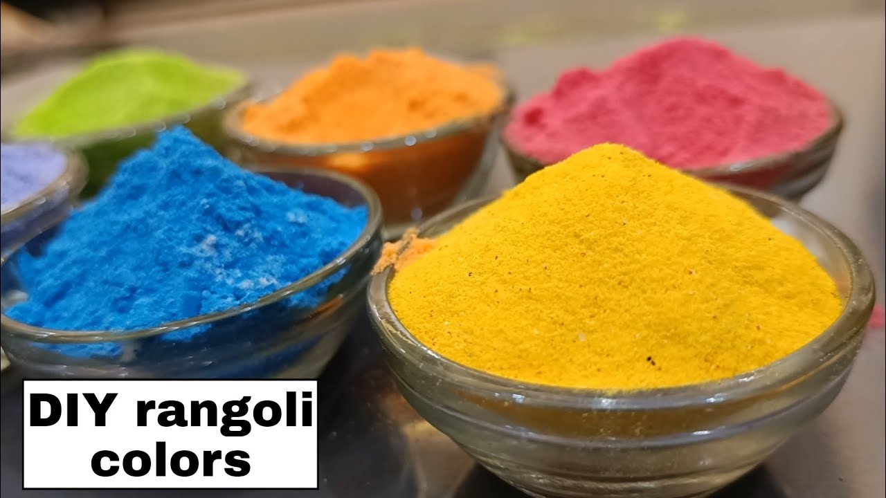 How to make rangoli colors at home || homemade rangoli colors with rice ...