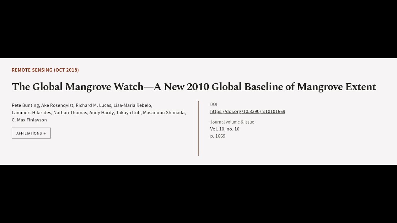 The Global Mangrove Watch—A New 2010 Global Baseline of Mangrove Extent | RTCL.TV - YouTube