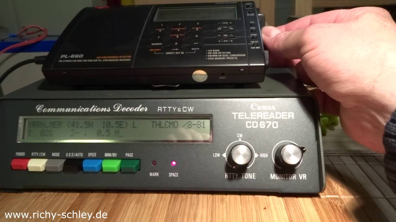 Comax Telereader CD670 RTTY (Tecsun PL-660) CW (NRD-515) - YouTube